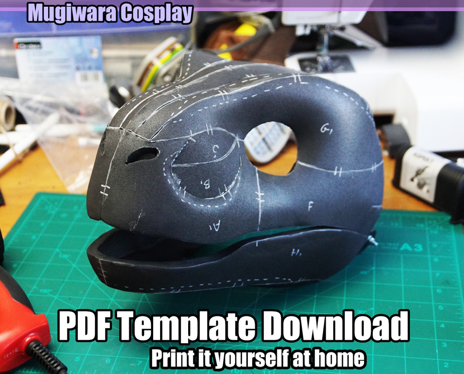 DIGITAL Dino Mask Base Template for Fursuits - PDF Download - Etsy