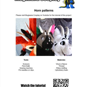 DIGITAL Horn Sewing Patterns for Fursuits and Cosplay - PDF Download - Etsy