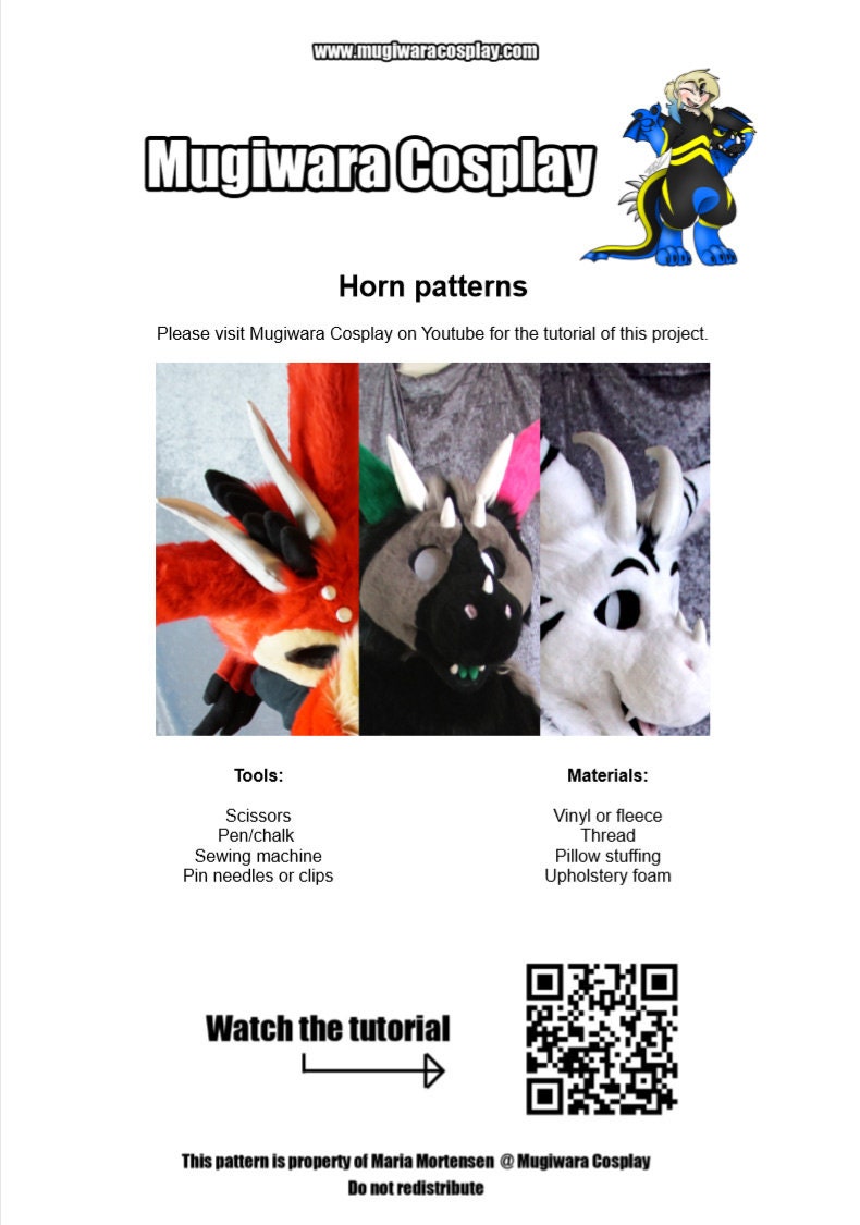 DIGITAL Horn Sewing Patterns for Fursuits and Cosplay - PDF Download - Etsy