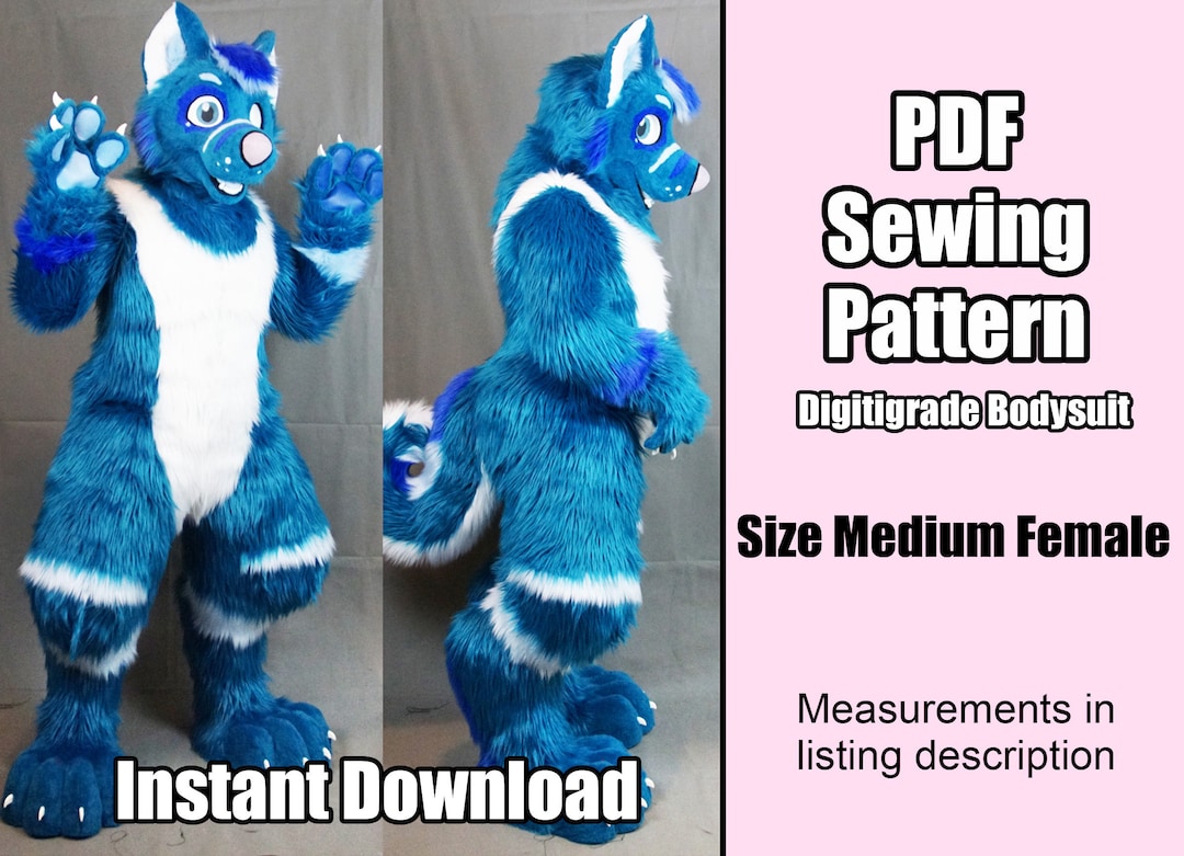 DIGITAL Digitigrade Bodysuit Pattern for Fursuits - Sized Medium Female ...