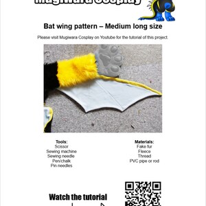 DIGITAL Bat Wing Pattern for Partial Fursuits - Medium Long Wings - PDF ...