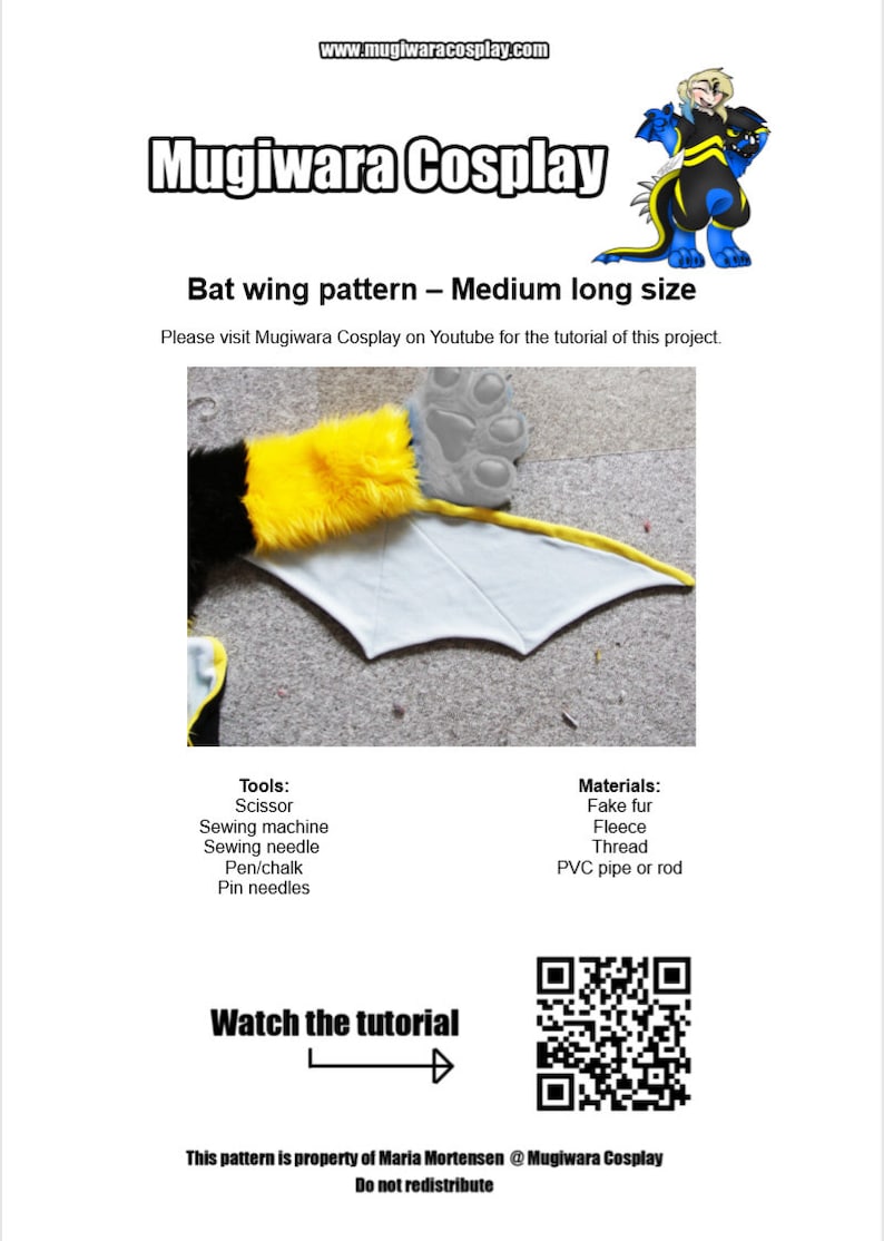 DIGITAL Bat Wing Pattern for Partial Fursuits - Medium Long Wings - PDF ...