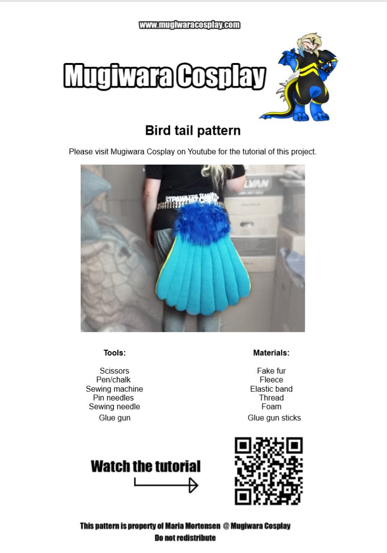DIGITAL Bird Tail Pattern for Fursuits - PDF Download - Etsy Canada