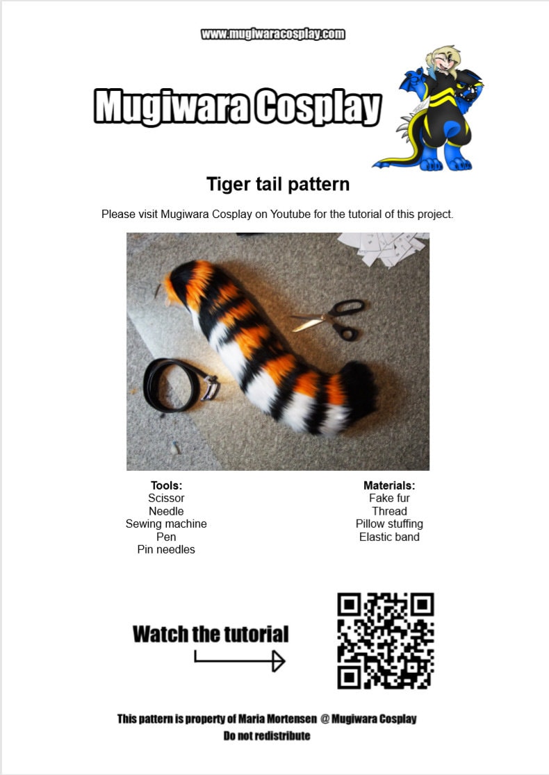 DIGITAL Tiger Tail Pattern for Fursuits & Cosplay PDF - Etsy Canada