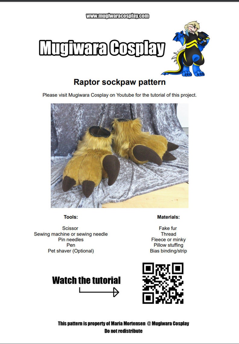 DIGITAL Raptor Sock Paw Hooves Pattern for Fursuits - PDF Download - Etsy