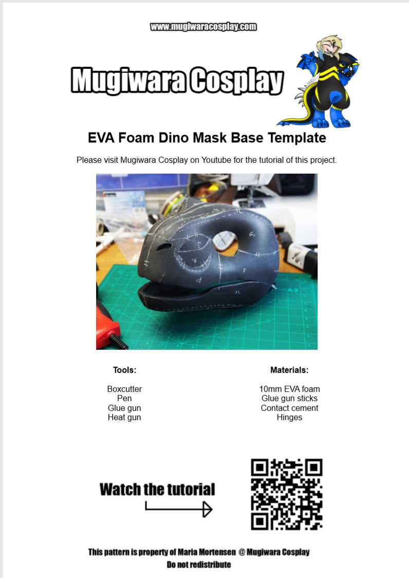 DIGITAL Dino Mask Base Template for Fursuits PDF Download | Etsy Canada