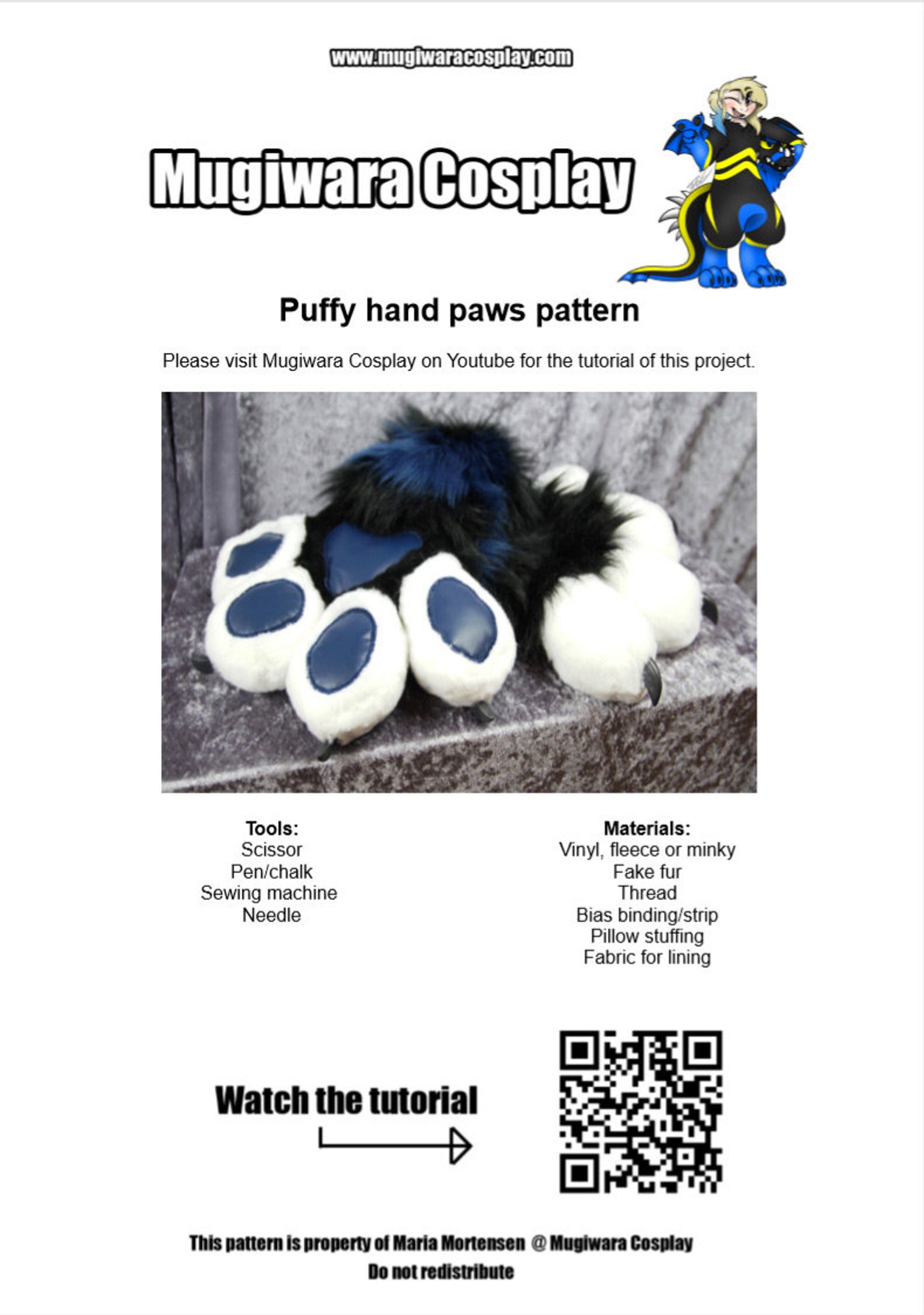 DIGITAL Puffy Hand Paw Pattern for Fursuits - PDF Download - Etsy UK