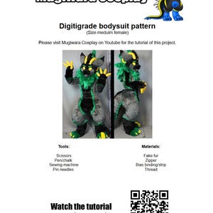 DIGITAL Digitigrade Bodysuit Pattern for Fursuits - Sized Medium Female ...