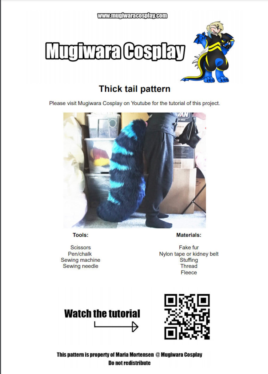 DIGITAL Thick Tail Pattern for Fursuits - PDF Download - Etsy