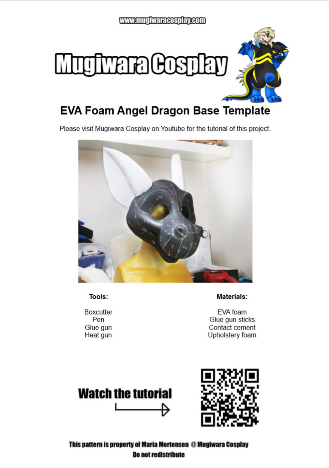 DIGITAL Angel Dragon Head Base Template for Fursuits PDF - Etsy