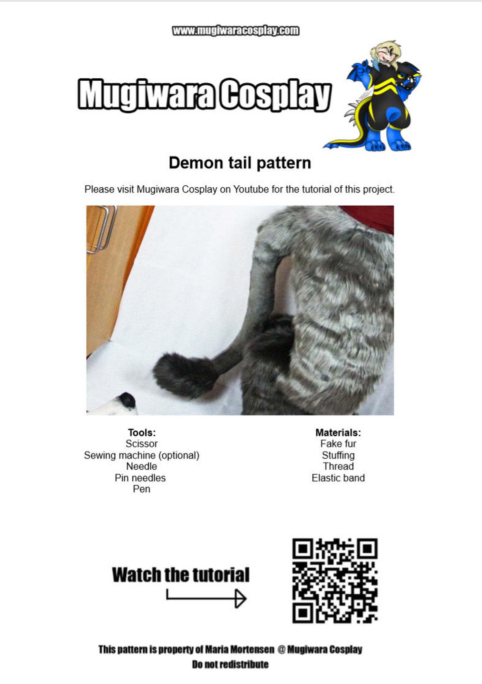 DIGITAL Demon Tail Pattern for Fursuits Téléchargement PDF - Etsy France