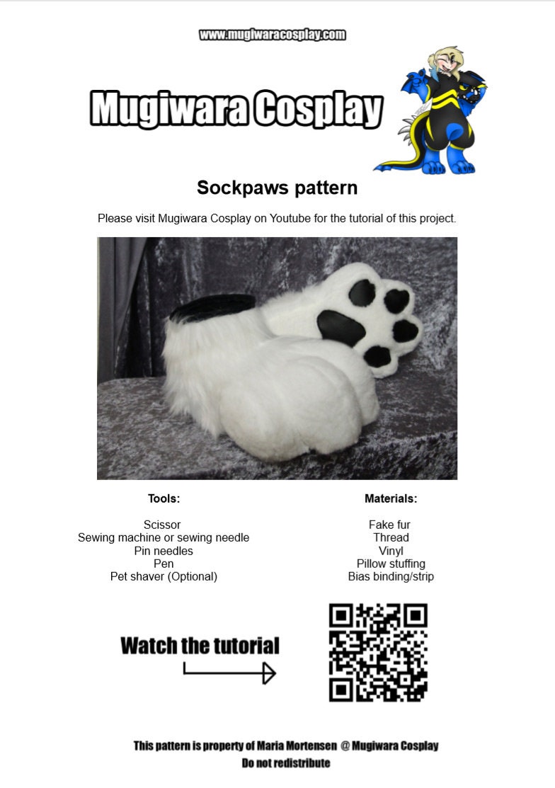 DIGITAL Sock Paws Pattern for Fursuits - PDF Download - Etsy