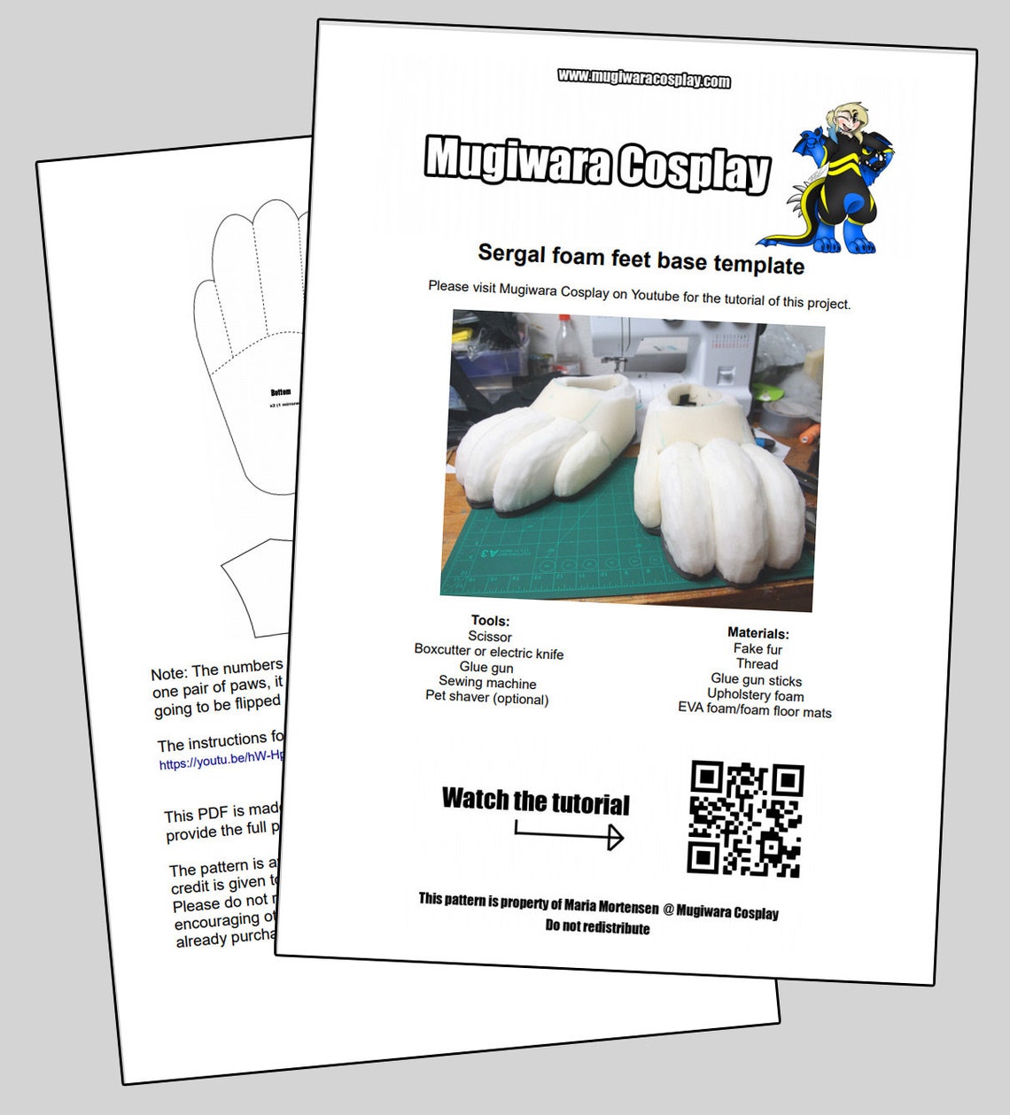 DIGITAL Sergal Foam Feet Base Template for Fursuits - PDF Download - Etsy