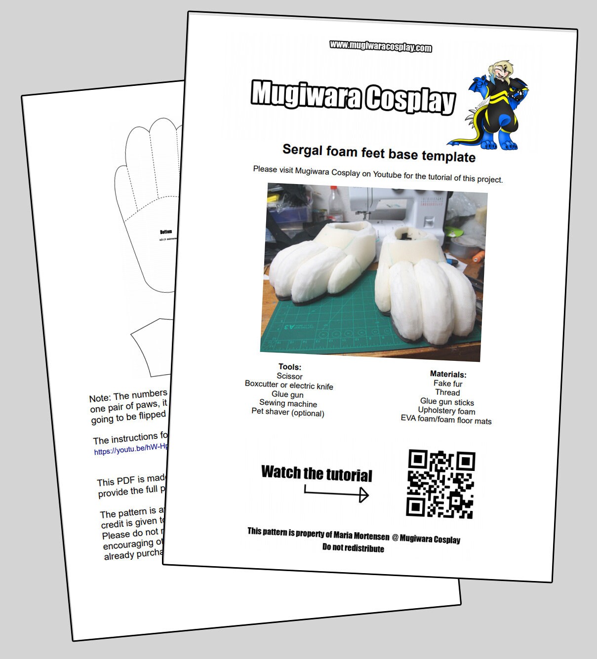 DIGITAL Sergal Foam Feet Base Template for Fursuits - PDF Download - Etsy