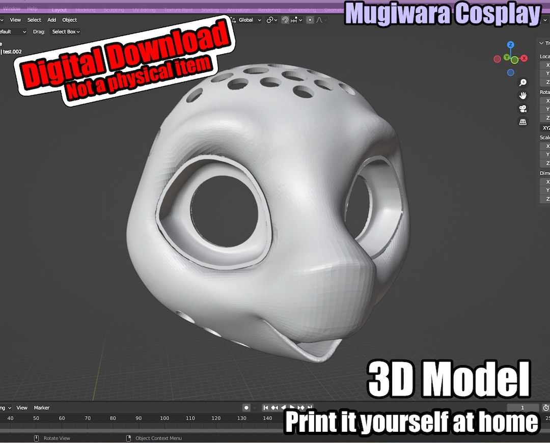 Avali 3d-model STL Fursuit Head Base for 3d-printing - Etsy