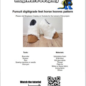 DIGITAL Digitigrade Fursuit Horse Feet Hooves Paws Pattern for Fursuits ...