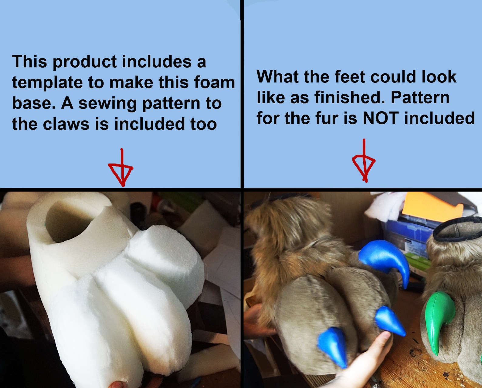 DIGITAL Raptor Foam Feet Base Template for Fursuits + Claw Sewing ...