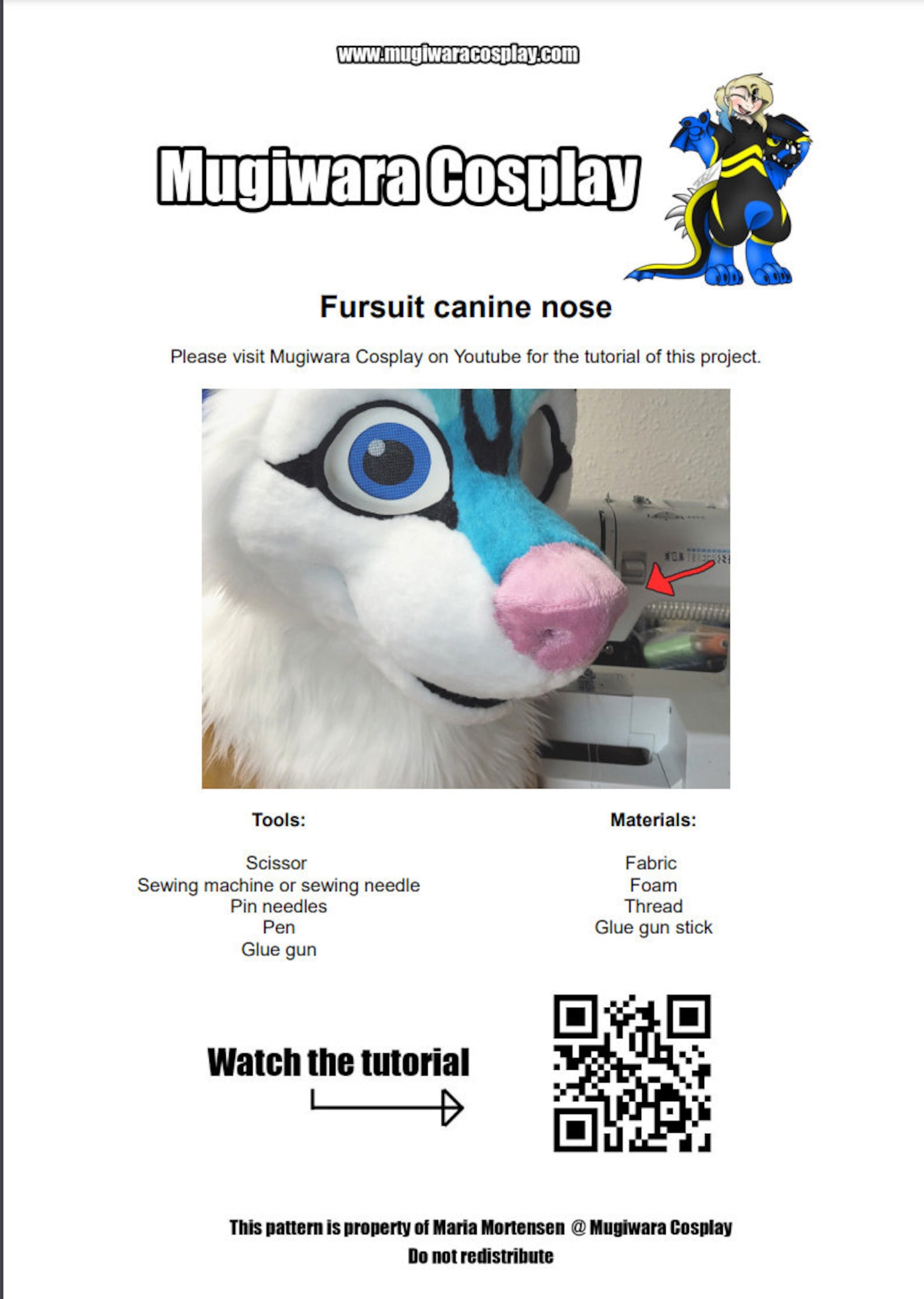 DIGITAL Canine Nose Pattern for Fursuits PDF Download - Etsy