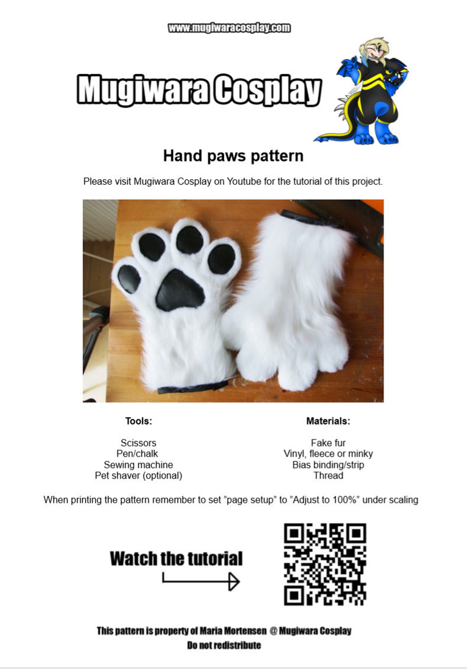 DIGITAL Toony Hand Paw Pattern for Fursuits PDF Download - Etsy