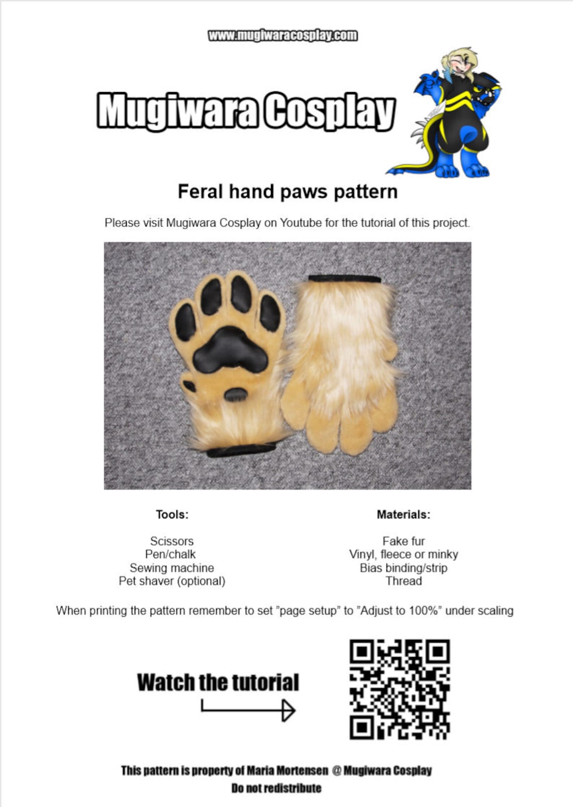 DIGITAL Feral Hand Paw Pattern for Fursuits PDF Download - Etsy