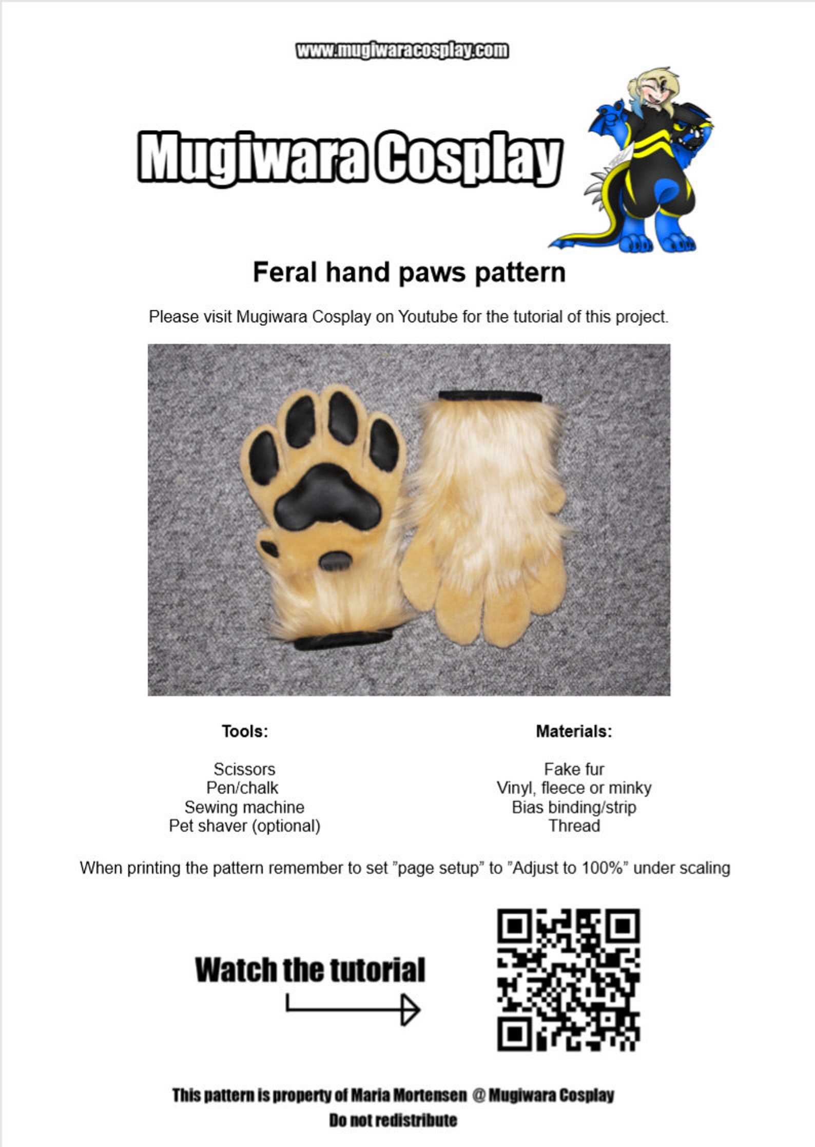 DIGITAL Feral Hand Paw Pattern for Fursuits PDF Download - Etsy Canada