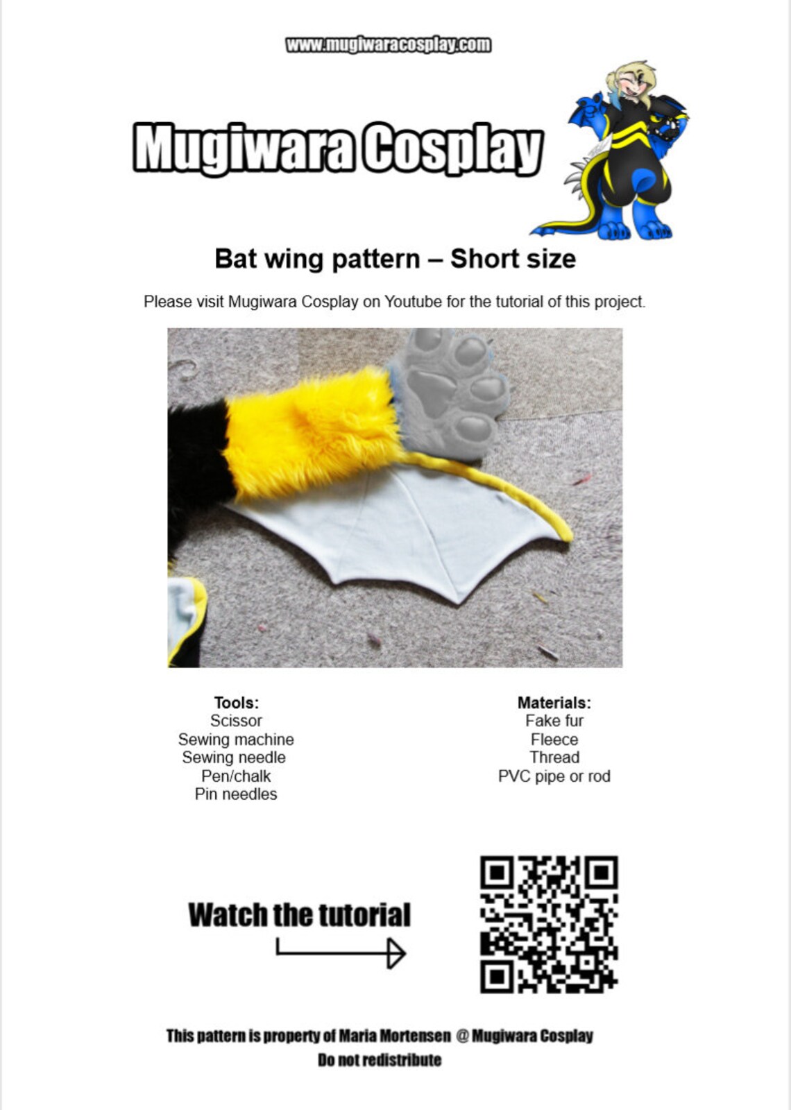 DIGITAL Bat Wing Pattern for Partial Fursuits - Short Wings - PDF ...