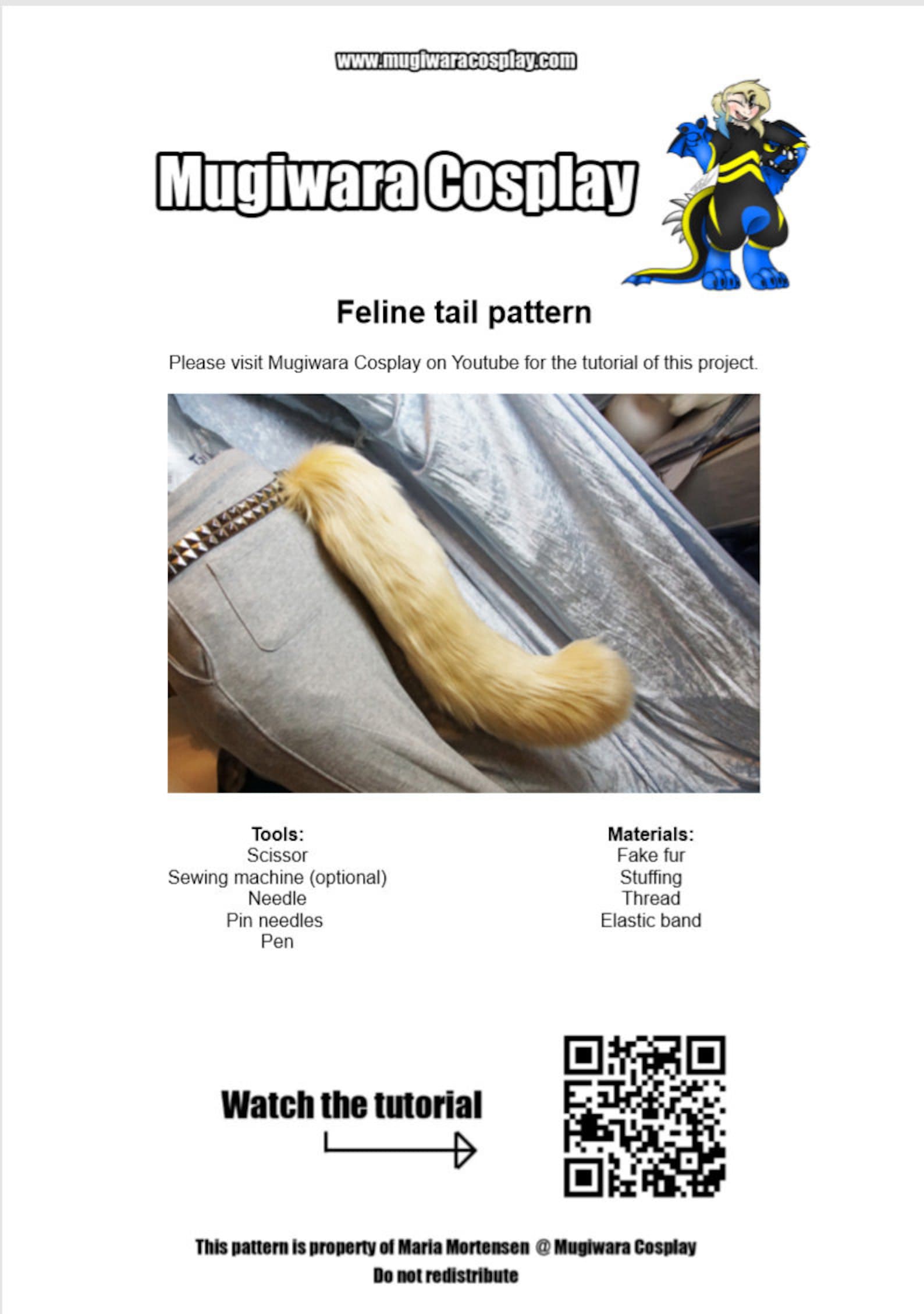 DIGITAL Feline Tail Pattern for Fursuits PDF Download - Etsy