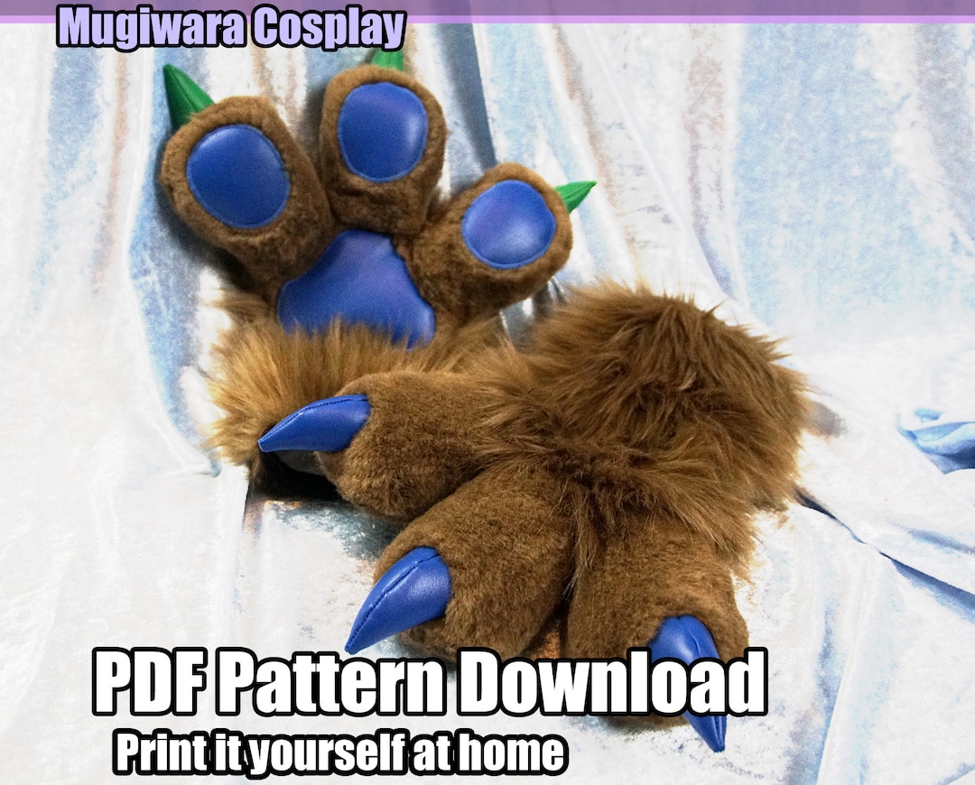 DIGITAL 3 Fingered Puffy Hand Paw Pattern for Fursuits - Claw Pattern ...