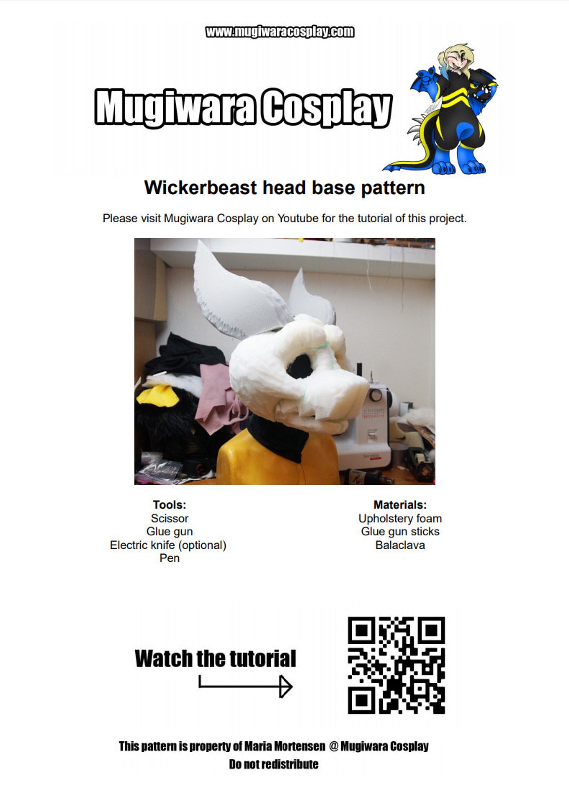 DIGITAL Wickerbeast Foam Head Base Pattern/template for Fursuits - PDF ...