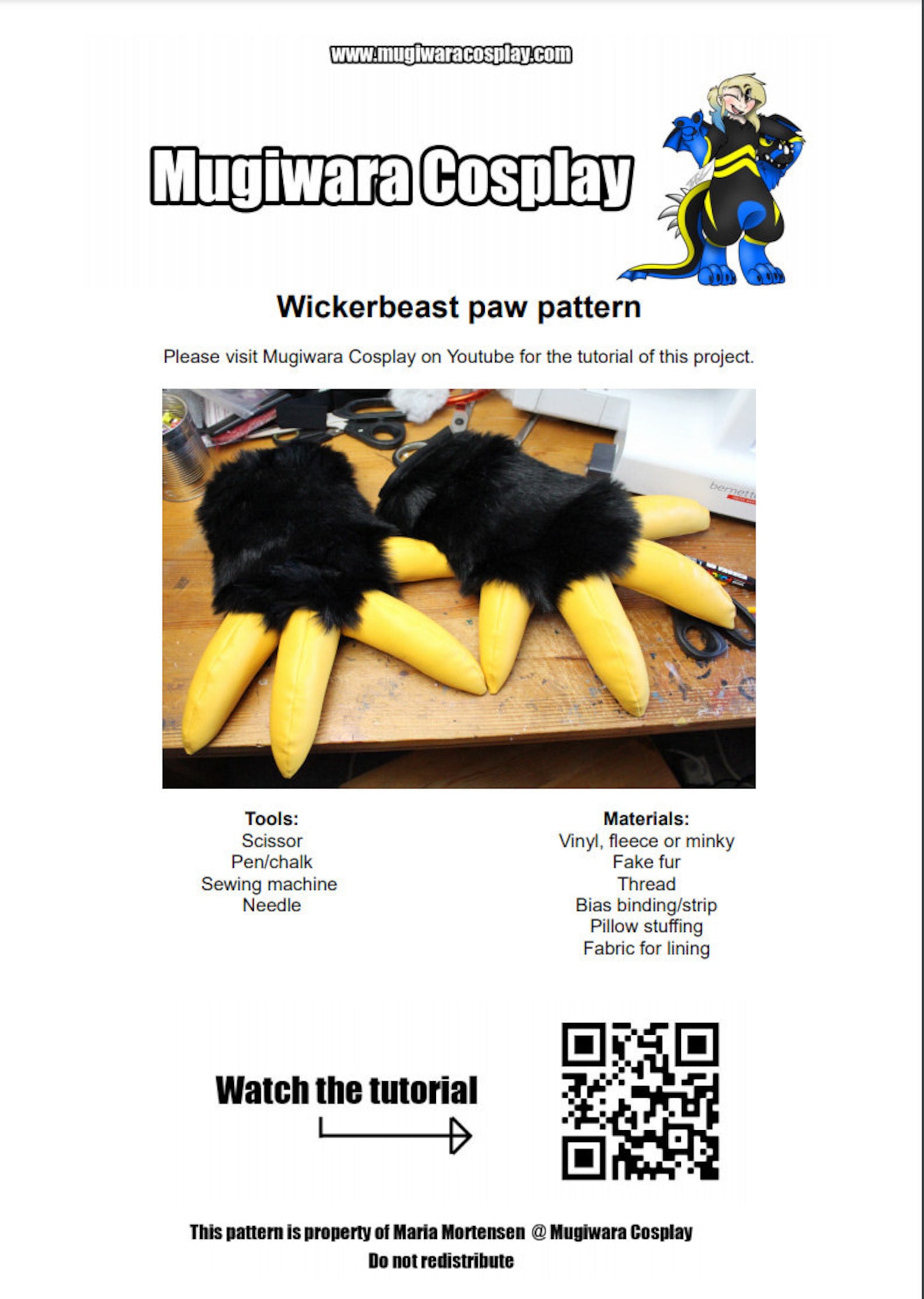 DIGITAL Wickerbeast Hand Paw Pattern for Fursuits PDF - Etsy UK