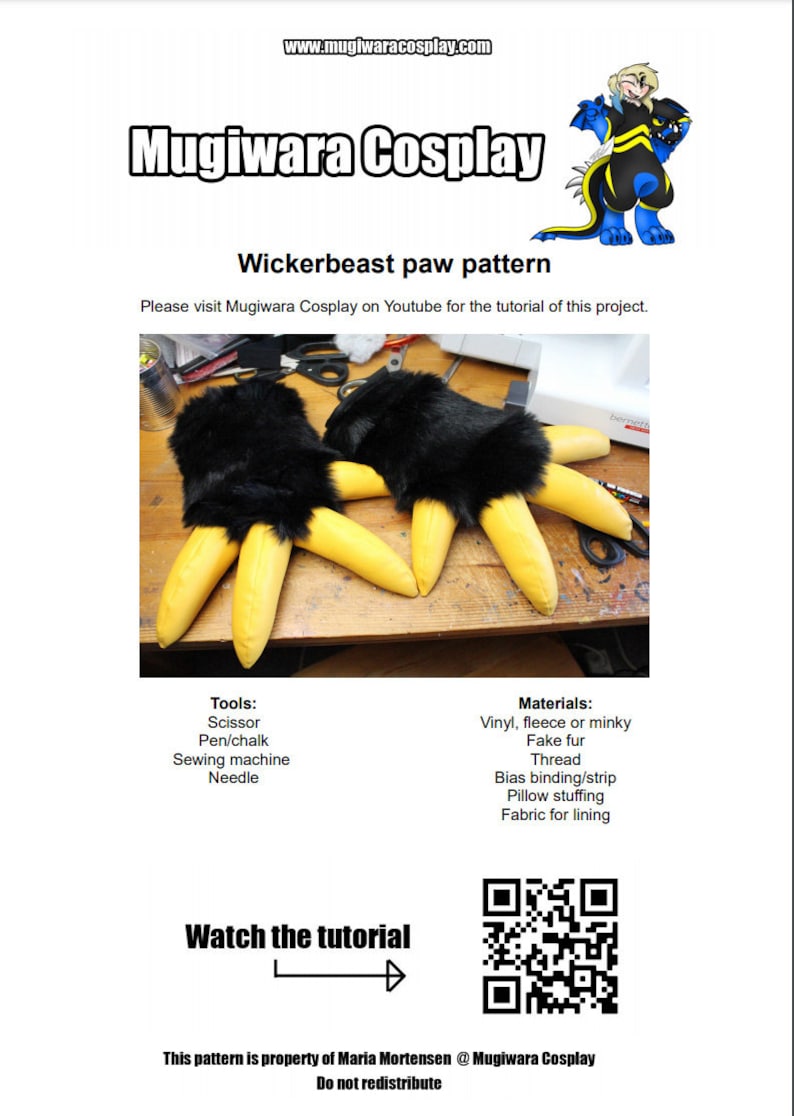 DIGITAL Wickerbeast Hand Paw Pattern for Fursuits PDF - Etsy