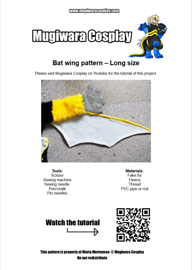 DIGITAL Bat Wing Pattern for Partial Fursuits Long Wings - Etsy