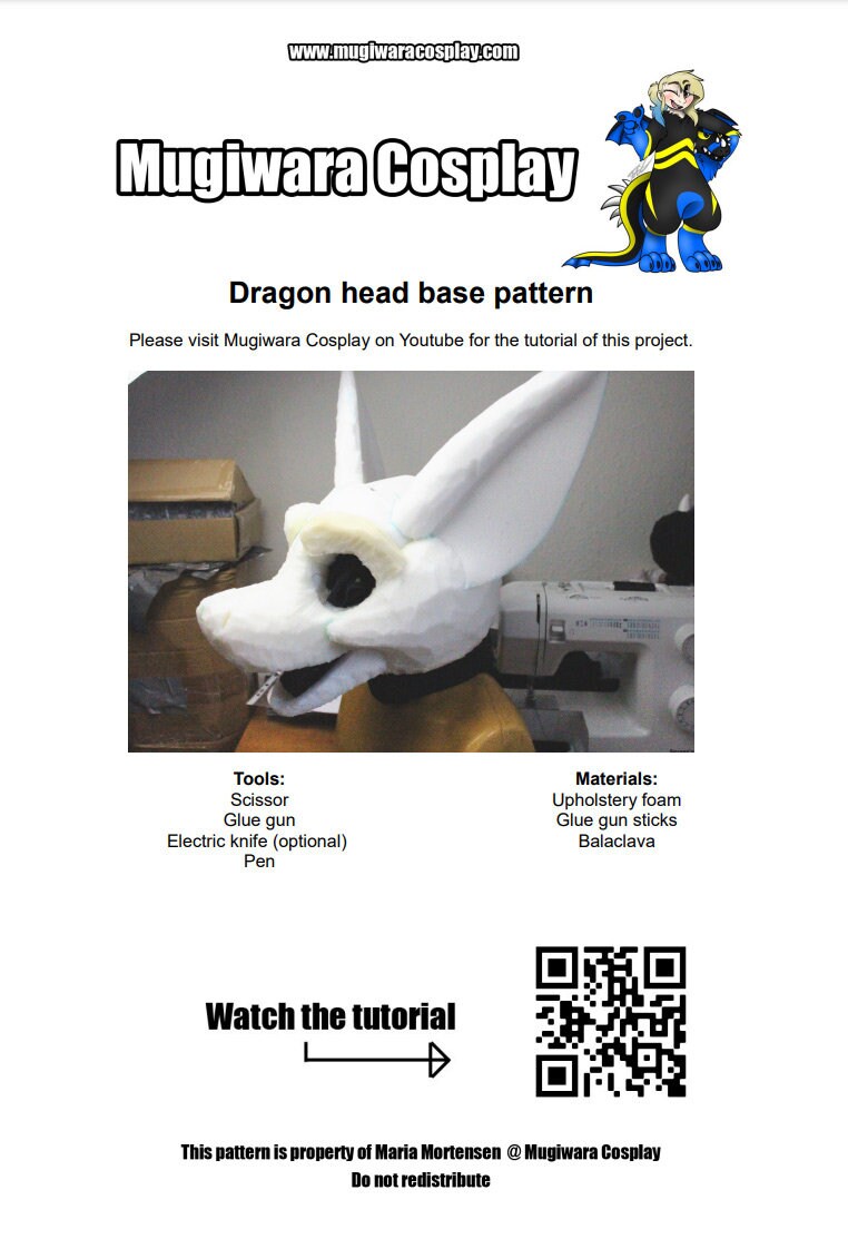 DIGITAL Dragon Foam Base Pattern/template for Fursuits PDF - Etsy