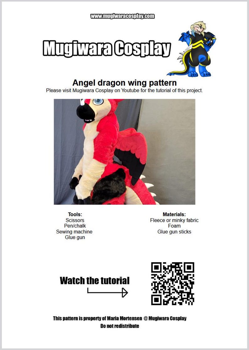DIGITAL Angel Dragon Wing Pattern for Fursuits - New Version - PDF ...