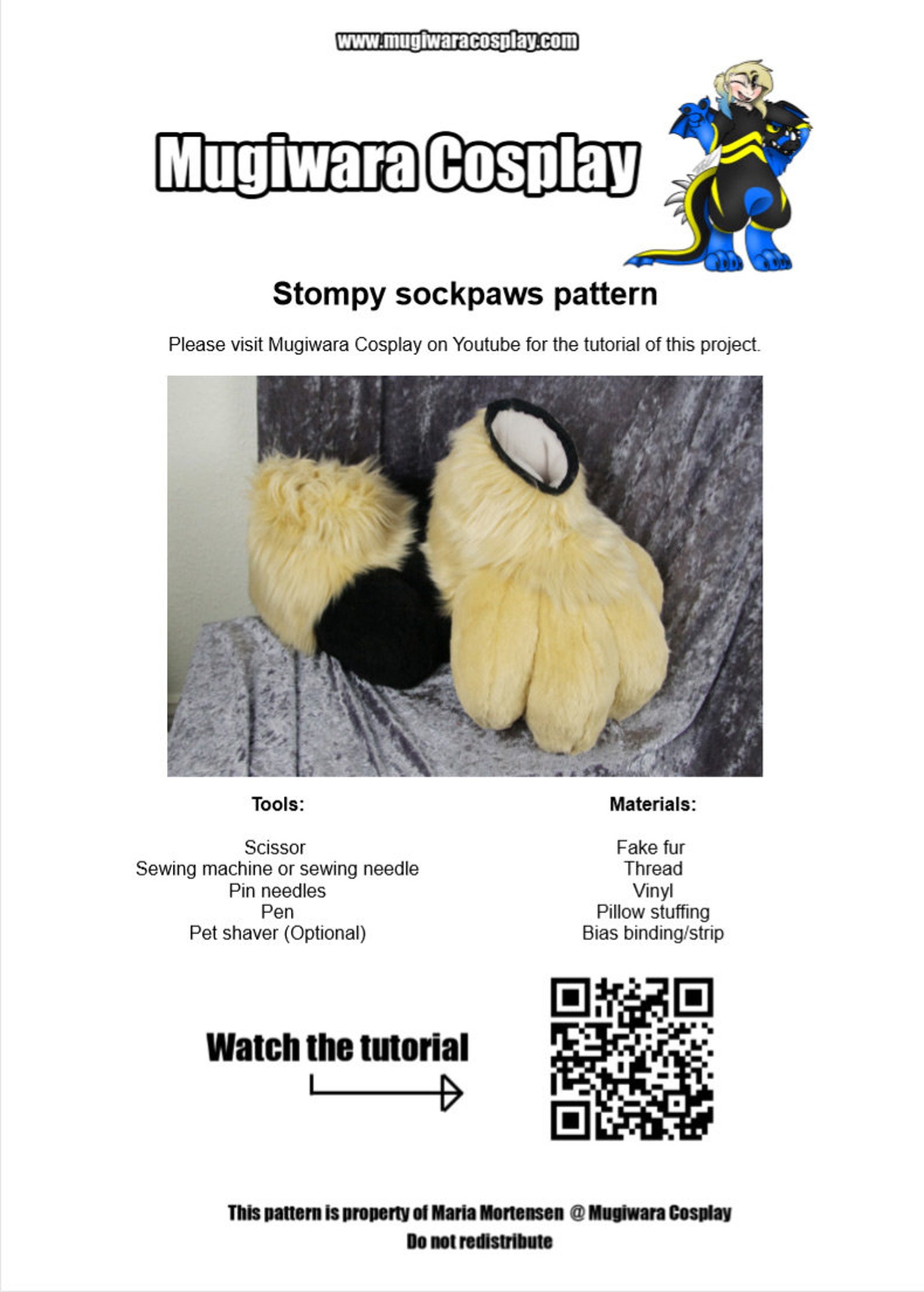 DIGITAL Stompy Sock Paws Pattern for Fursuits PDF Download - Etsy