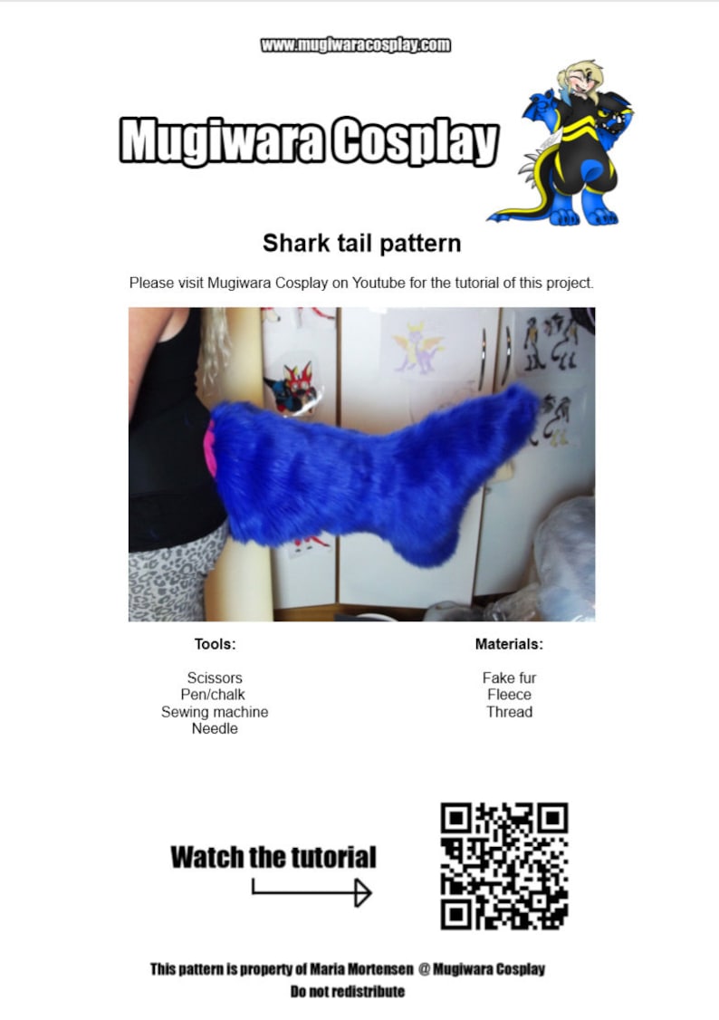 DIGITAL Shark or Manokit Tail Pattern for Fursuits PDF - Etsy