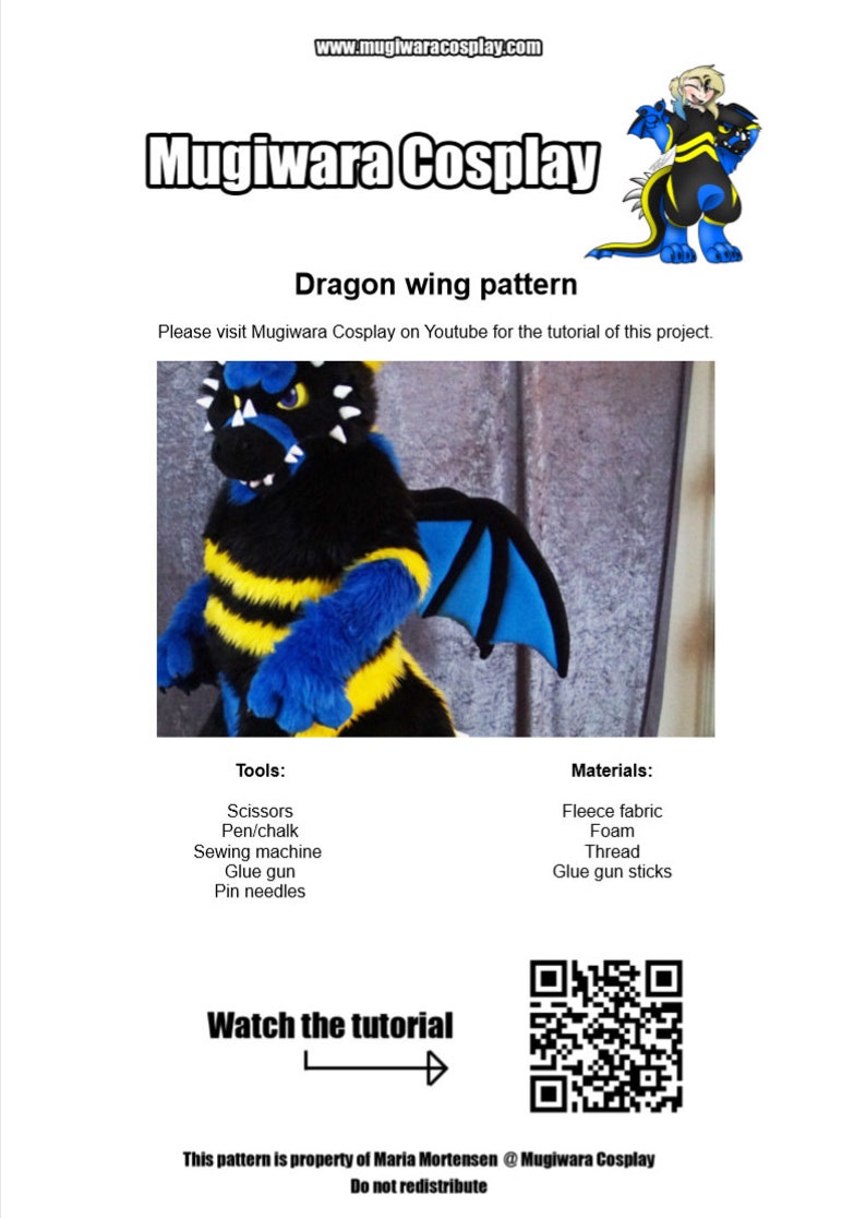 DIGITAL Dragon Wing Pattern for Fursuits PDF Download - Etsy