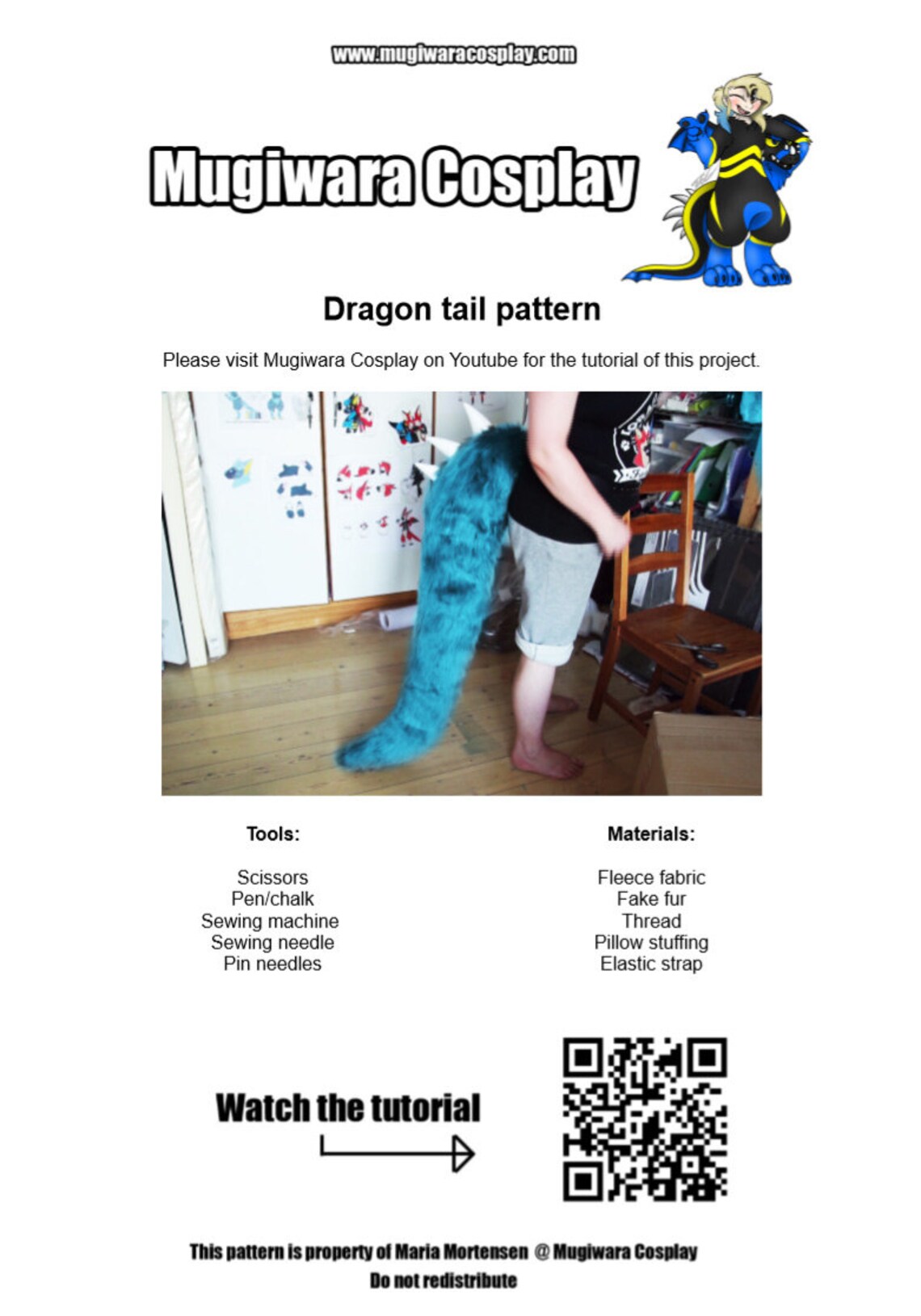 DIGITAL Dragon Tail Pattern for Fursuits PDF Download - Etsy
