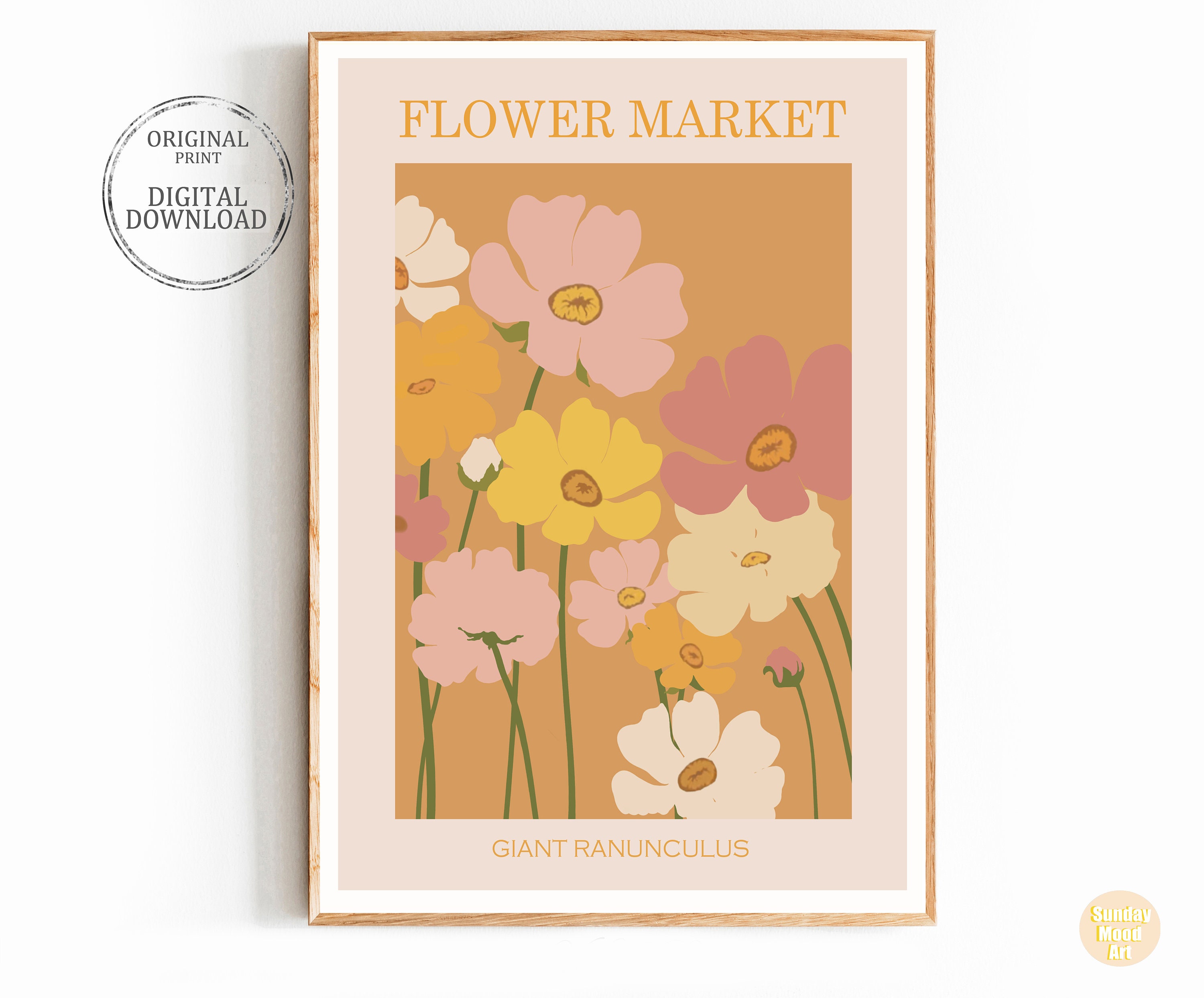 Flower Prints Printable Poster Pastel Floral Wall Art Modern Art Prints ...