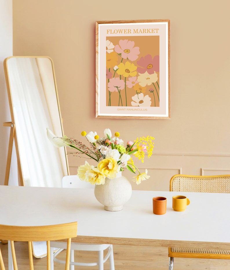 Flower Prints Printable Poster Pastel Floral Wall Art Modern Art Prints ...