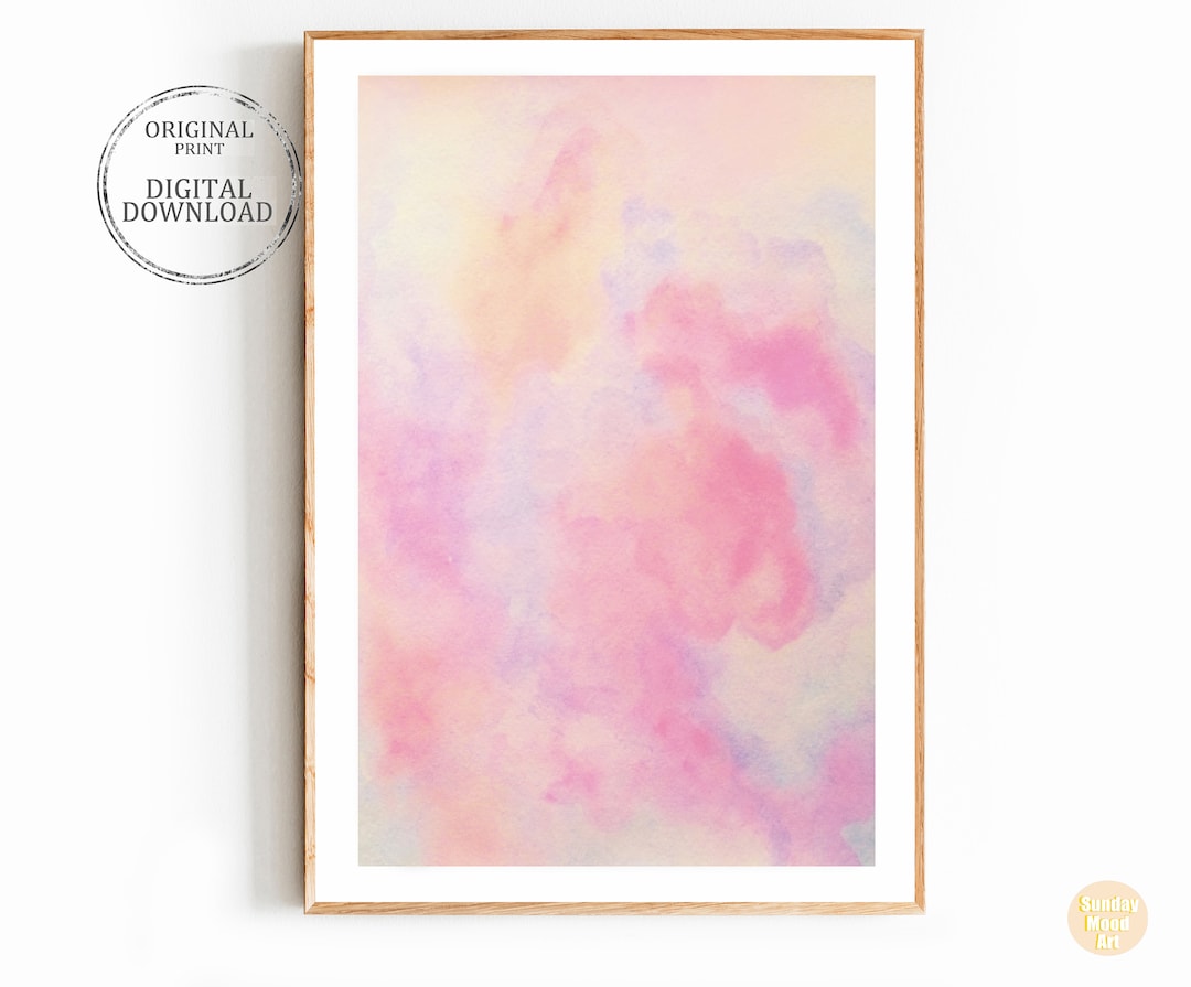 Wall Art Printable Abstract Watercolor Pastel Sky Cloud Prints Pink ...