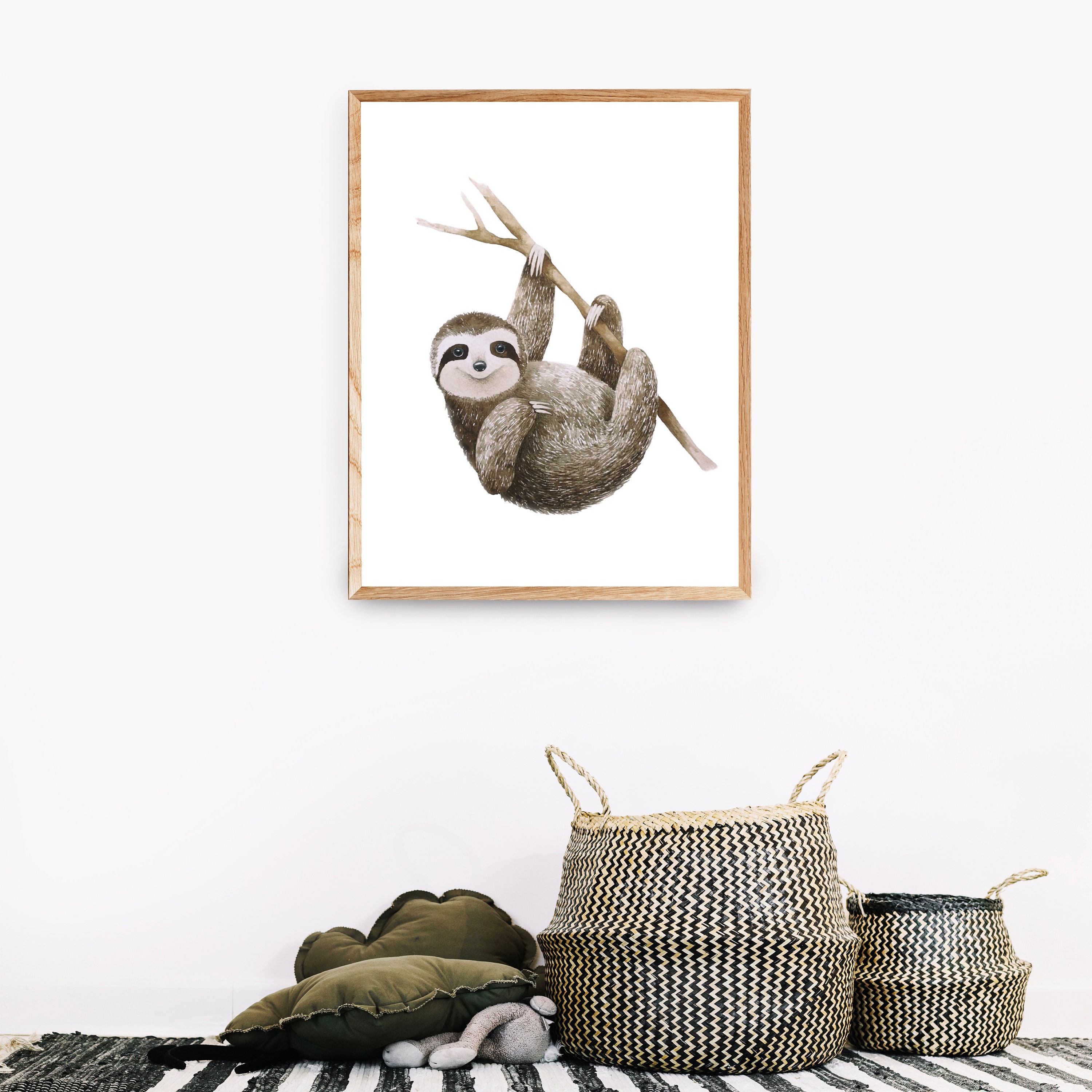 Sloth Print Nursery Wall art Printable Baby animal print | Etsy