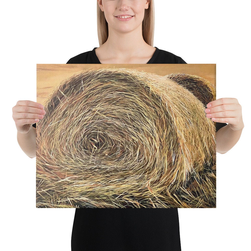 Acrylic Painting hay Bales Original Artwork Fine Art Canvas Print Cozy ...