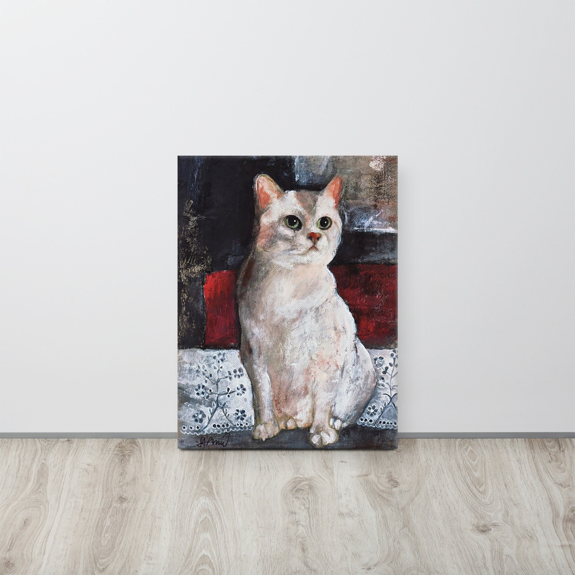 Acrylic Painting "white Cat" - Cute Kitten Original Artwork Fine Art ...