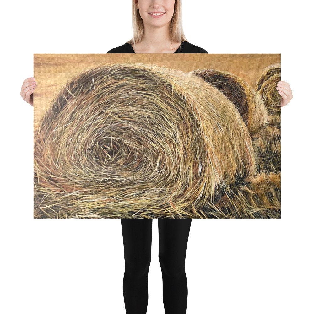 Acrylic Painting "hay Bales" - Original Artwork Fine Art Canvas Print ...