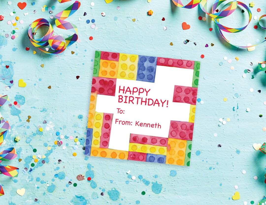 Lego Background Personalized Happy Birthday Square Stickers 2.5" X 2.5 ...
