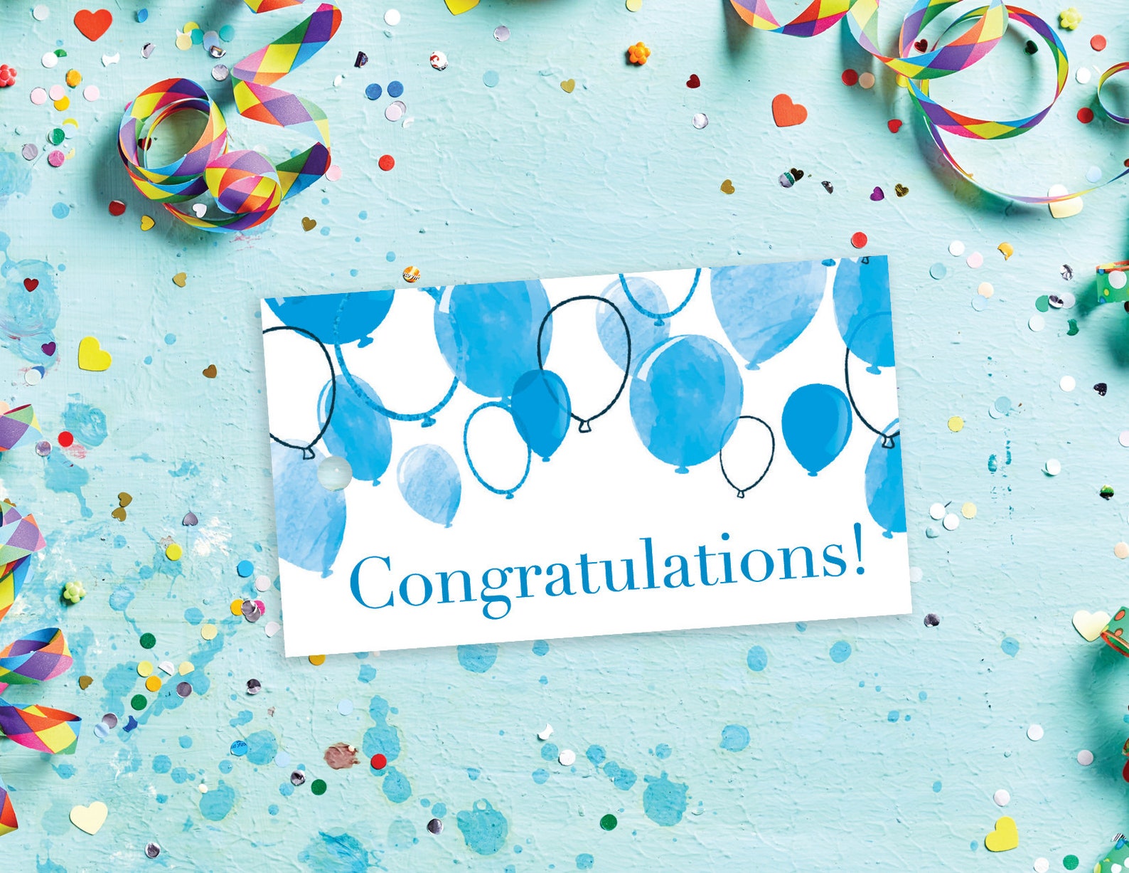 Blue Balloons Congratulations Gift Tag 3.5" X 2" - Etsy
