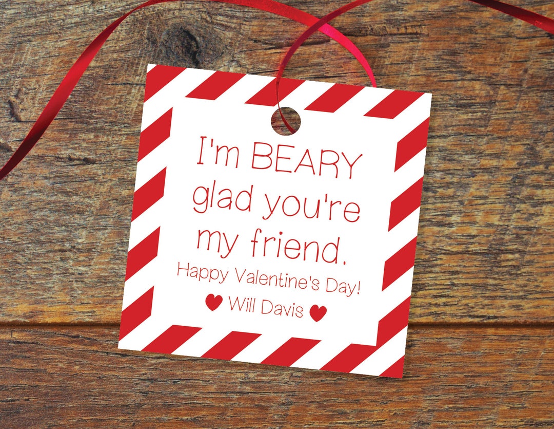 I'm Beary Glad You're My Friend Personalized Valentine's Day 2.5 Inch ...