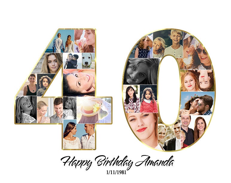 40th Birthday Collage, 40th Birthday Photo Collage, 40 Photo Collage ...