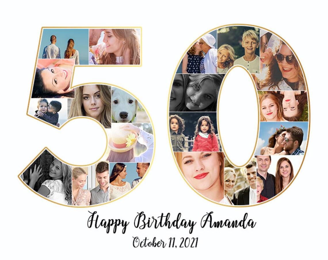 50th Birthday Collage, 50th Birthday Photo Collage, 50 Photo Collage ...